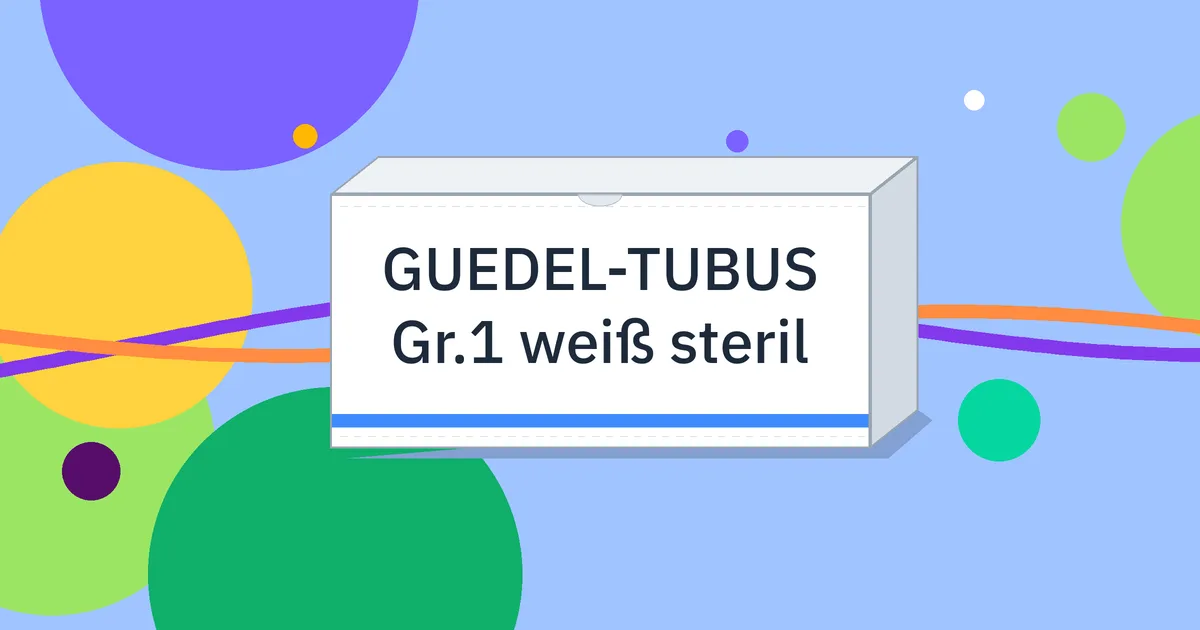 Symbolbild: Packung mit der Aufschrift GUEDEL-TUBUS Gr.1 weiß steril (PZN 09511707) – Verfügbarkeit und Bezug in Apotheken in Frankfurt am Main
