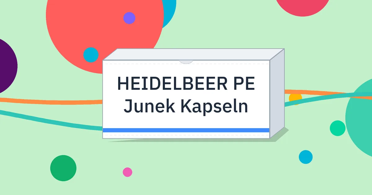 Symbolbild: Packung mit der Aufschrift HEIDELBEER PE Junek Kapseln (PZN 10336327) – Verfügbarkeit und Bezug in Apotheken in Frankfurt am Main