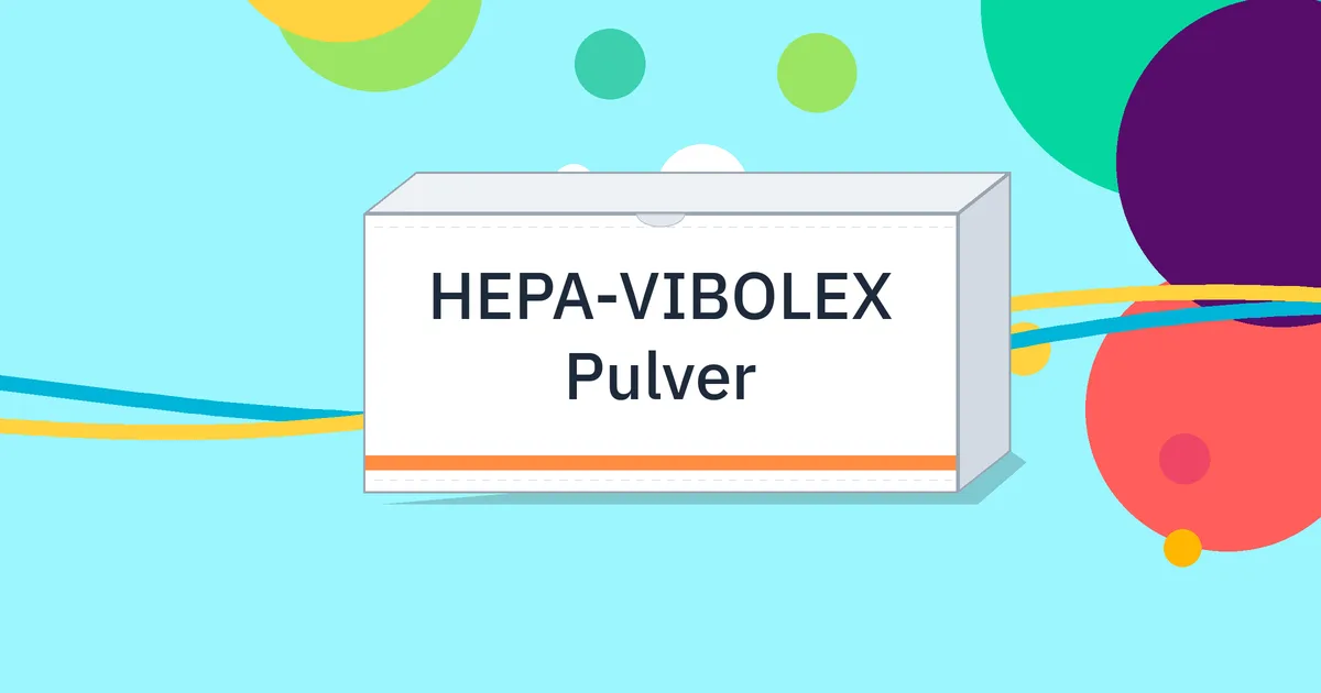 Symbolbild: Packung mit der Aufschrift HEPA-VIBOLEX Pulver (PZN 06959838) – Verfügbarkeit und Bezug in Apotheken in Frankfurt am Main