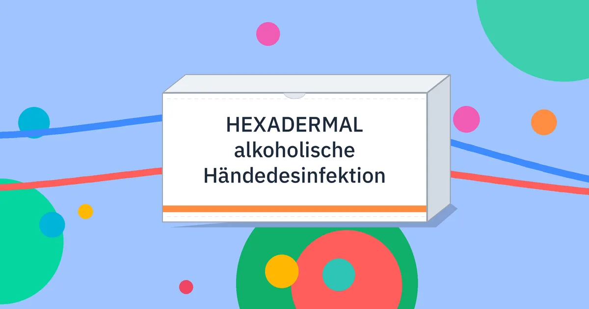 Symbolbild: Packung mit der Aufschrift HEXADERMAL alkoholische Händedesinfektion (PZN 16755930) – Verfügbarkeit und Bezug in Apotheken in Frankfurt am Main