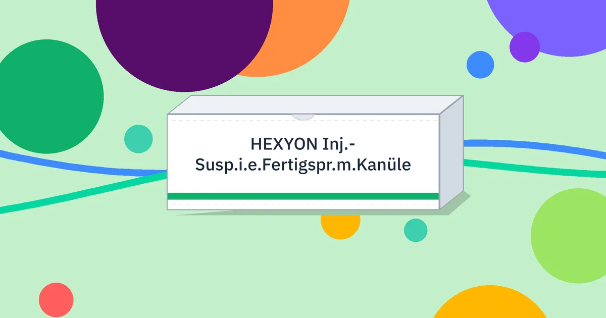 Symbolbild: Packung mit der Aufschrift HEXYON Inj.-Susp.i.e.Fertigspr.m.Kanüle (PZN 12749631) – Verfügbarkeit und Bezug in Apotheken in Frankfurt am Main