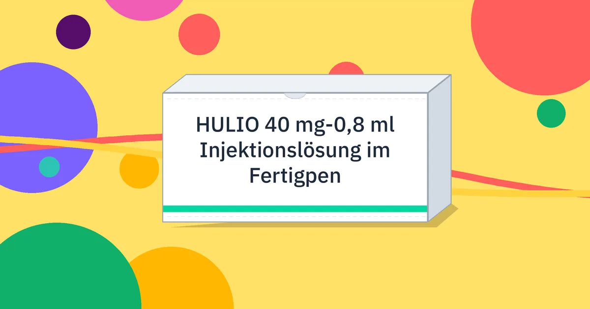Symbolbild: Packung mit der Aufschrift HULIO 40 mg-0,8 ml Injektionslösung im Fertigpen (PZN 17231672) – Verfügbarkeit und Bezug in Apotheken in Frankfurt am Main