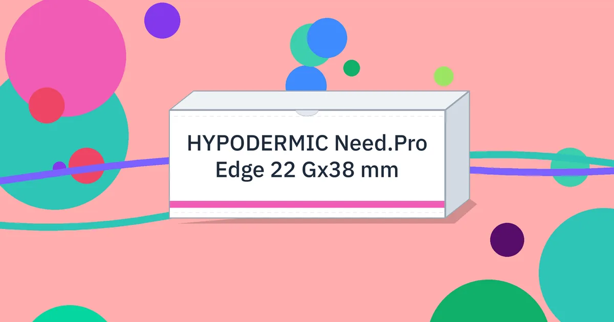 Symbolbild: Packung mit der Aufschrift HYPODERMIC Need.Pro Edge 22 Gx38 mm (PZN 06402969) – Verfügbarkeit und Bezug in Apotheken in Frankfurt am Main