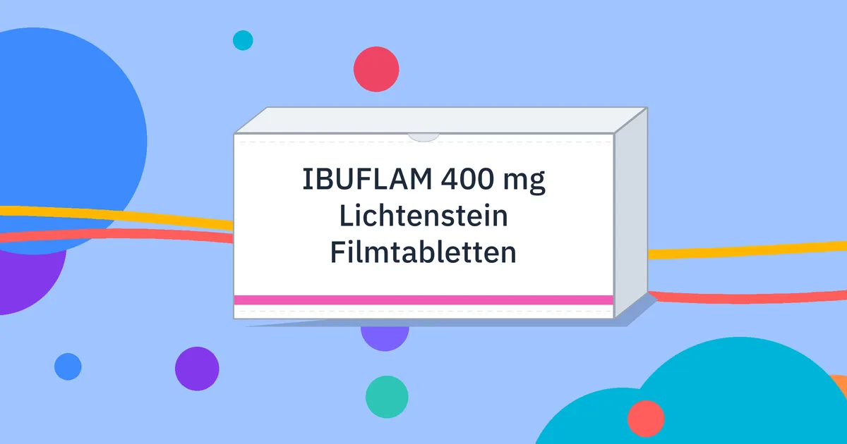 Symbolbild: Packung mit der Aufschrift IBUFLAM 400 mg Lichtenstein Filmtabletten (PZN 06313361) – Verfügbarkeit und Bezug in Apotheken in Frankfurt am Main