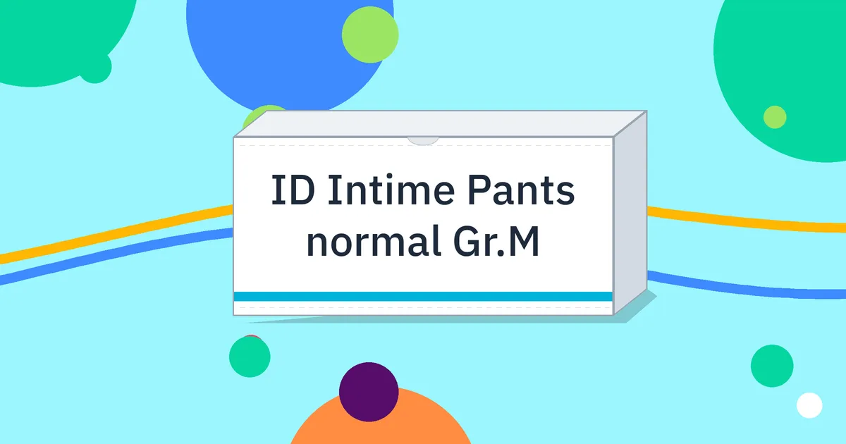 Symbolbild: Packung mit der Aufschrift ID Intime Pants normal Gr.M (PZN 14168269) – Verfügbarkeit und Bezug in Apotheken in Frankfurt am Main
