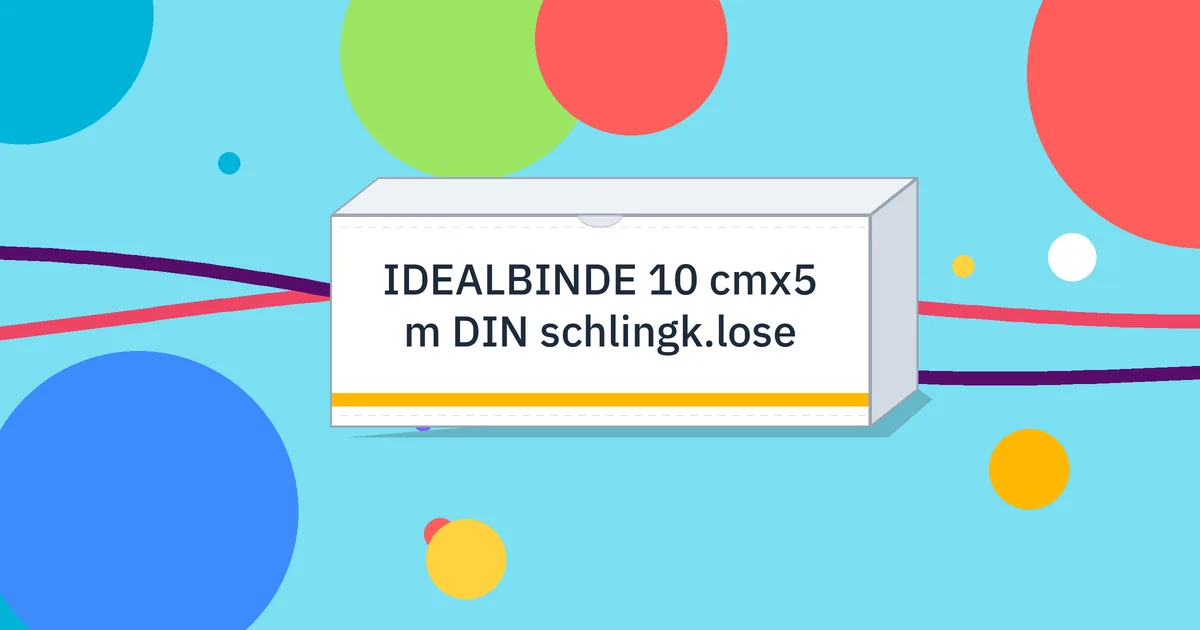 Symbolbild: Packung mit der Aufschrift IDEALBINDE 10 cmx5 m DIN schlingk.lose (PZN 03895368) – Verfügbarkeit und Bezug in Apotheken in Frankfurt am Main