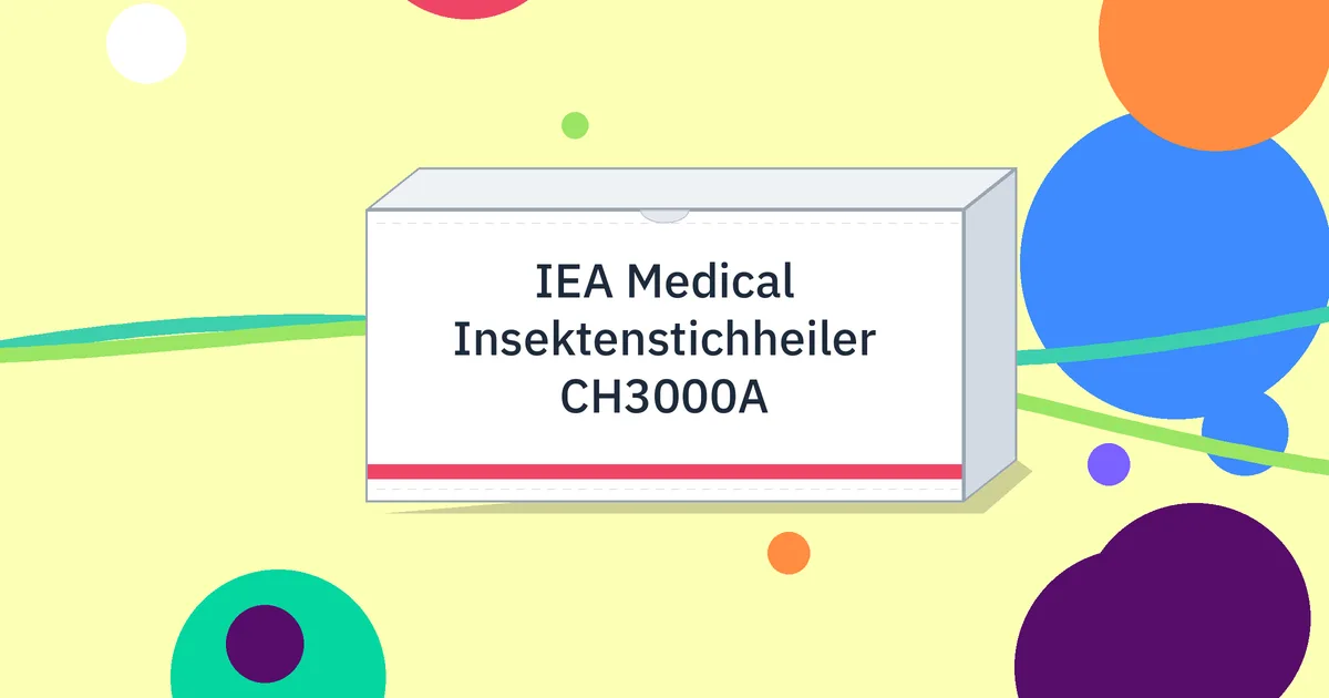 Symbolbild: Packung mit der Aufschrift IEA Medical Insektenstichheiler CH3000A (PZN 19802156) – Verfügbarkeit und Bezug in Apotheken in Frankfurt am Main
