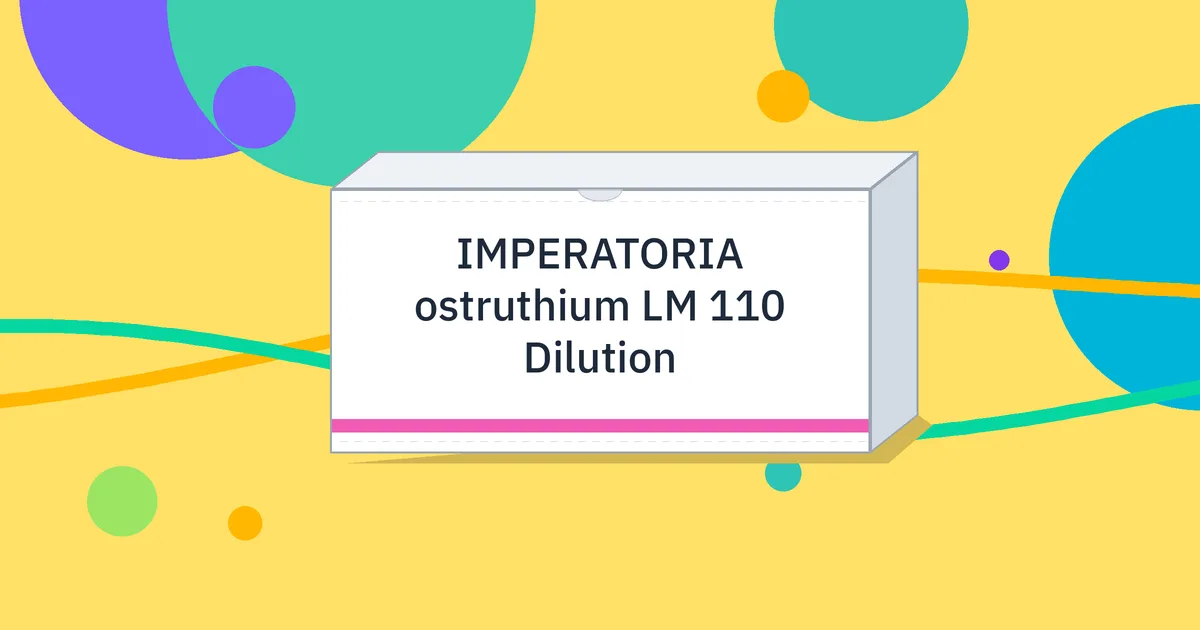 Symbolbild: Packung mit der Aufschrift IMPERATORIA ostruthium LM 110 Dilution (PZN 13559370) – Verfügbarkeit und Bezug in Apotheken in Frankfurt am Main