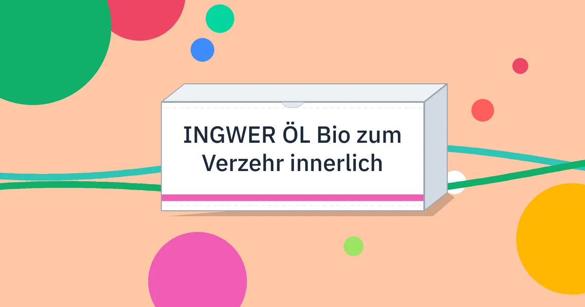 Symbolbild: Packung mit der Aufschrift INGWER ÖL Bio zum Verzehr innerlich (PZN 20778517) – Verfügbarkeit und Bezug in Apotheken in Frankfurt am Main