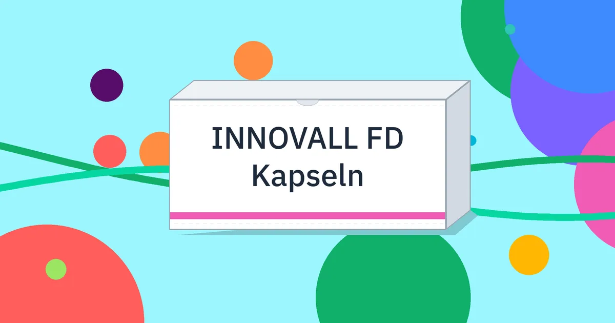 Symbolbild: Packung mit der Aufschrift INNOVALL FD Kapseln (PZN 18085646) – Verfügbarkeit und Bezug in Apotheken in Frankfurt am Main