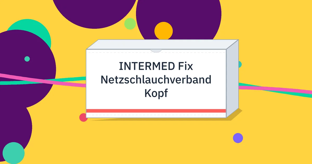 Symbolbild: Packung mit der Aufschrift INTERMED Fix Netzschlauchverband Kopf (PZN 02639628) – Verfügbarkeit und Bezug in Apotheken in Frankfurt am Main