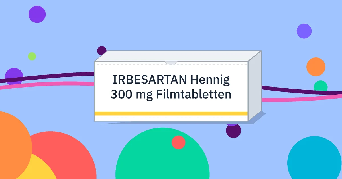 Symbolbild: Packung mit der Aufschrift IRBESARTAN Hennig 300 mg Filmtabletten (PZN 09782731) – Verfügbarkeit und Bezug in Apotheken in Frankfurt am Main