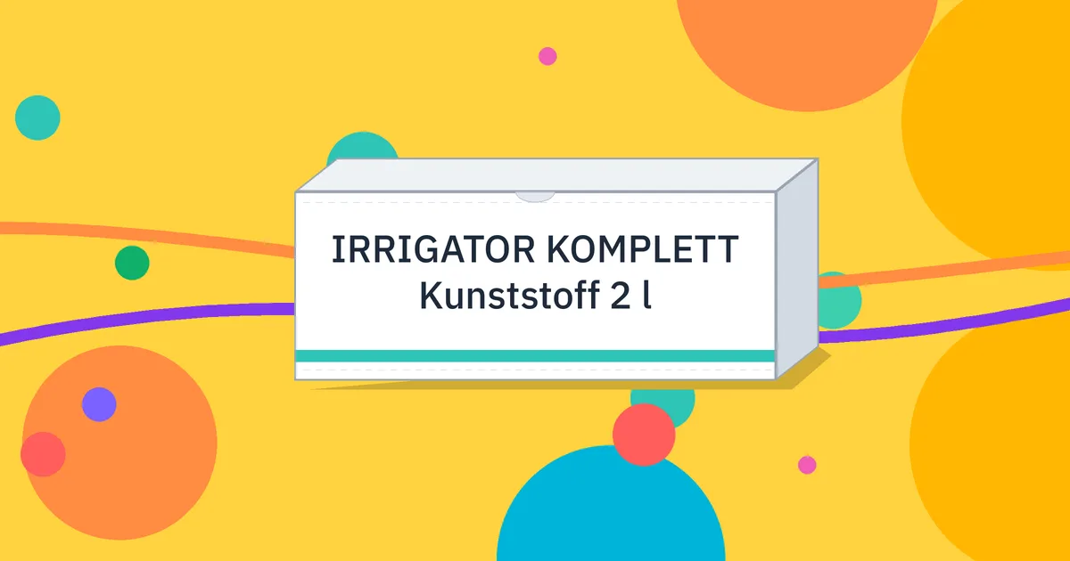 Symbolbild: Packung mit der Aufschrift IRRIGATOR KOMPLETT Kunststoff 2 l (PZN 08514678) – Verfügbarkeit und Bezug in Apotheken in Frankfurt am Main