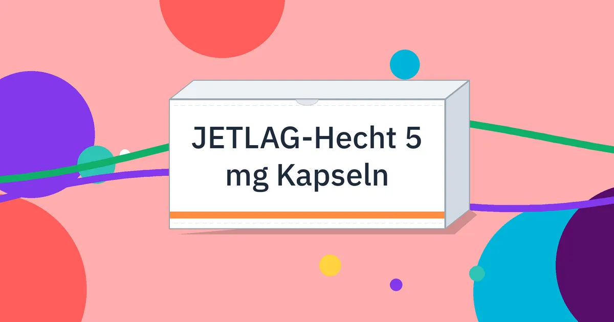 Symbolbild: Packung mit der Aufschrift JETLAG-Hecht 5 mg Kapseln (PZN 09919495) – Verfügbarkeit und Bezug in Apotheken in Frankfurt am Main