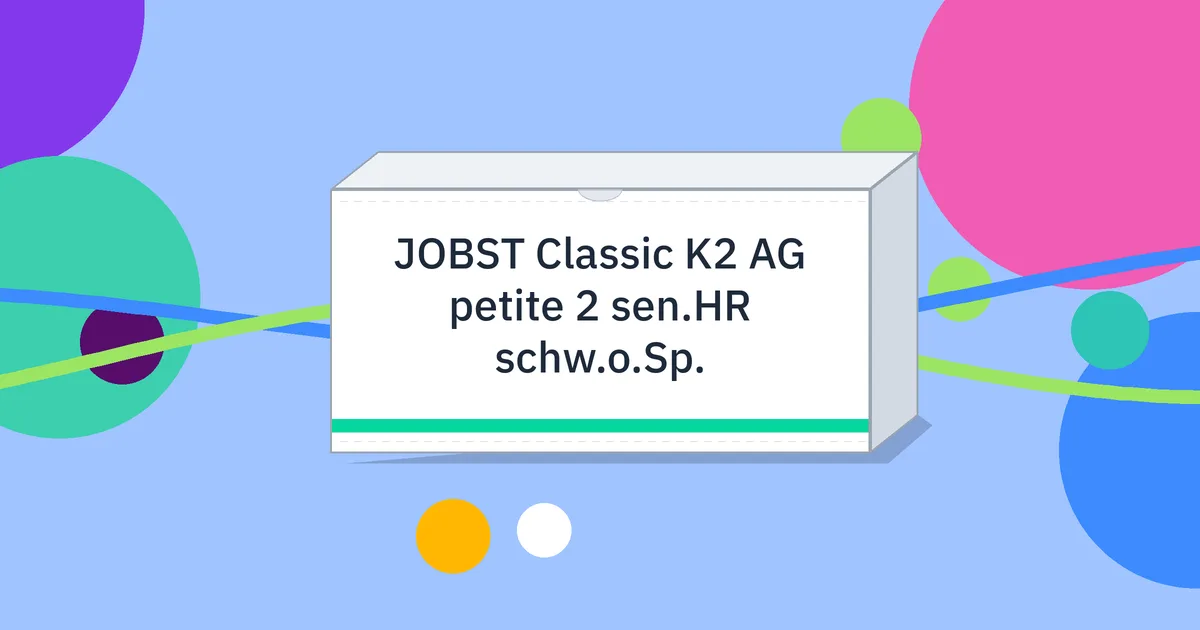 Symbolbild: Packung mit der Aufschrift JOBST Classic K2 AG petite 2 sen.HR schw.o.Sp. (PZN 17961235) – Verfügbarkeit und Bezug in Apotheken in Frankfurt am Main