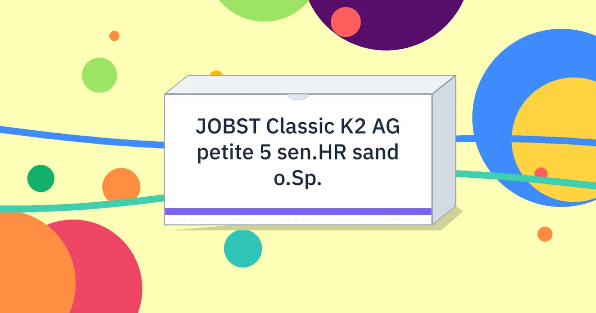 Symbolbild: Packung mit der Aufschrift JOBST Classic K2 AG petite 5 sen.HR sand o.Sp. (PZN 17961353) – Verfügbarkeit und Bezug in Apotheken in Frankfurt am Main
