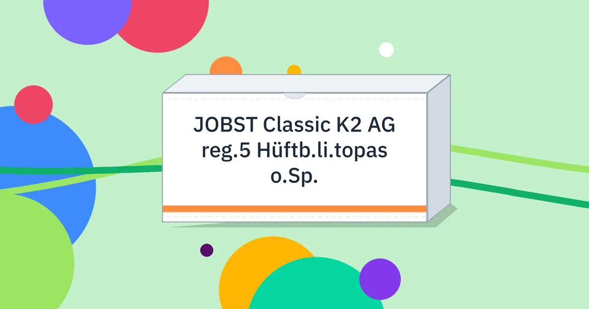 Symbolbild: Packung mit der Aufschrift JOBST Classic K2 AG reg.5 Hüftb.li.topas o.Sp. (PZN 13066331) – Verfügbarkeit und Bezug in Apotheken in Frankfurt am Main