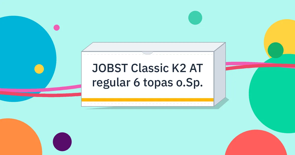 Symbolbild: Packung mit der Aufschrift JOBST Classic K2 AT regular 6 topas o.Sp. (PZN 13069200) – Verfügbarkeit und Bezug in Apotheken in Frankfurt am Main