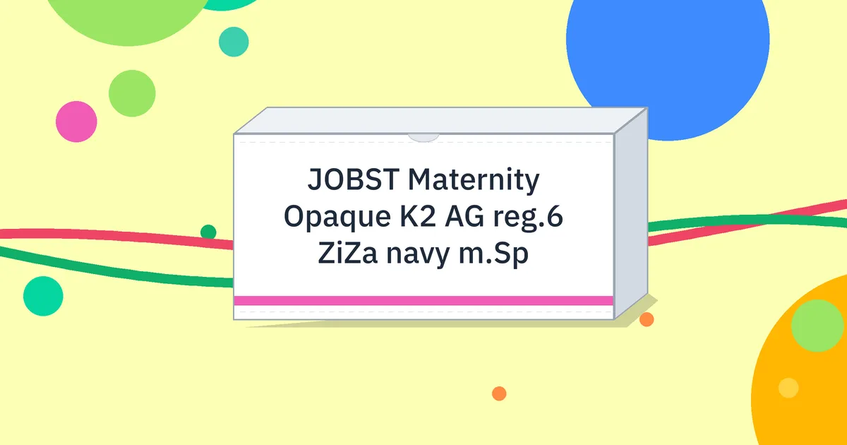 Symbolbild: Packung mit der Aufschrift JOBST Maternity Opaque K2 AG reg.6 ZiZa navy m.Sp (PZN 15860553) – Verfügbarkeit und Bezug in Apotheken in Frankfurt am Main