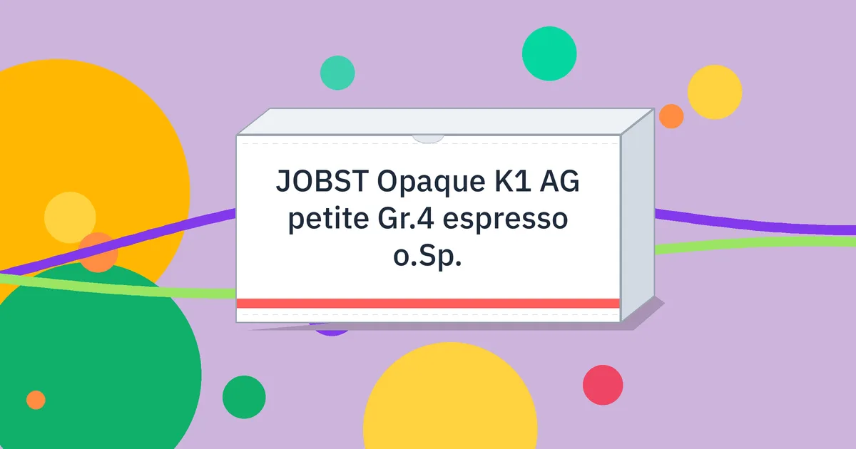 Symbolbild: Packung mit der Aufschrift JOBST Opaque K1 AG petite Gr.4 espresso o.Sp. (PZN 16270641) – Verfügbarkeit und Bezug in Apotheken in Frankfurt am Main