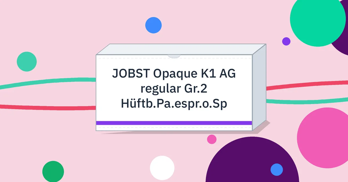 Symbolbild: Packung mit der Aufschrift JOBST Opaque K1 AG regular Gr.2 Hüftb.Pa.espr.o.Sp (PZN 16272752) – Verfügbarkeit und Bezug in Apotheken in Frankfurt am Main