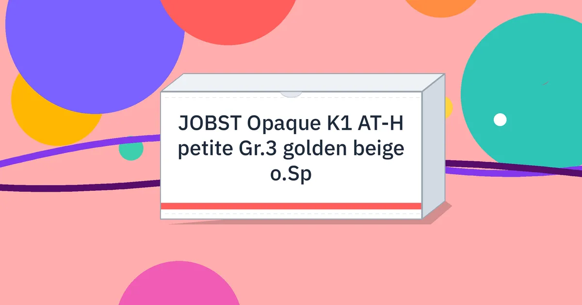 Symbolbild: Packung mit der Aufschrift JOBST Opaque K1 AT-H petite Gr.3 golden beige o.Sp (PZN 16276342) – Verfügbarkeit und Bezug in Apotheken in Frankfurt am Main