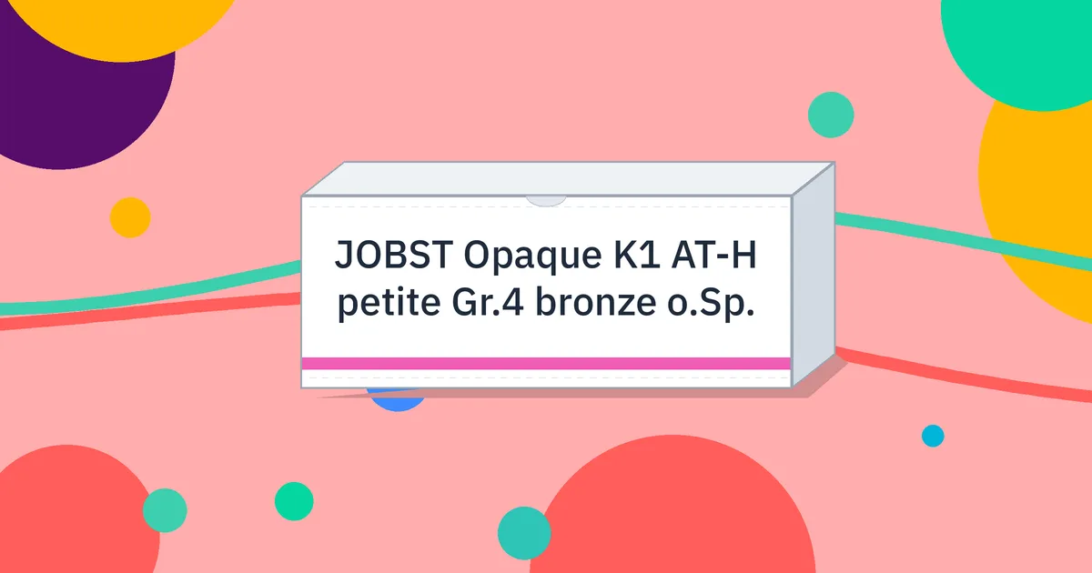 Symbolbild: Packung mit der Aufschrift JOBST Opaque K1 AT-H petite Gr.4 bronze o.Sp. (PZN 13102191) – Verfügbarkeit und Bezug in Apotheken in Frankfurt am Main