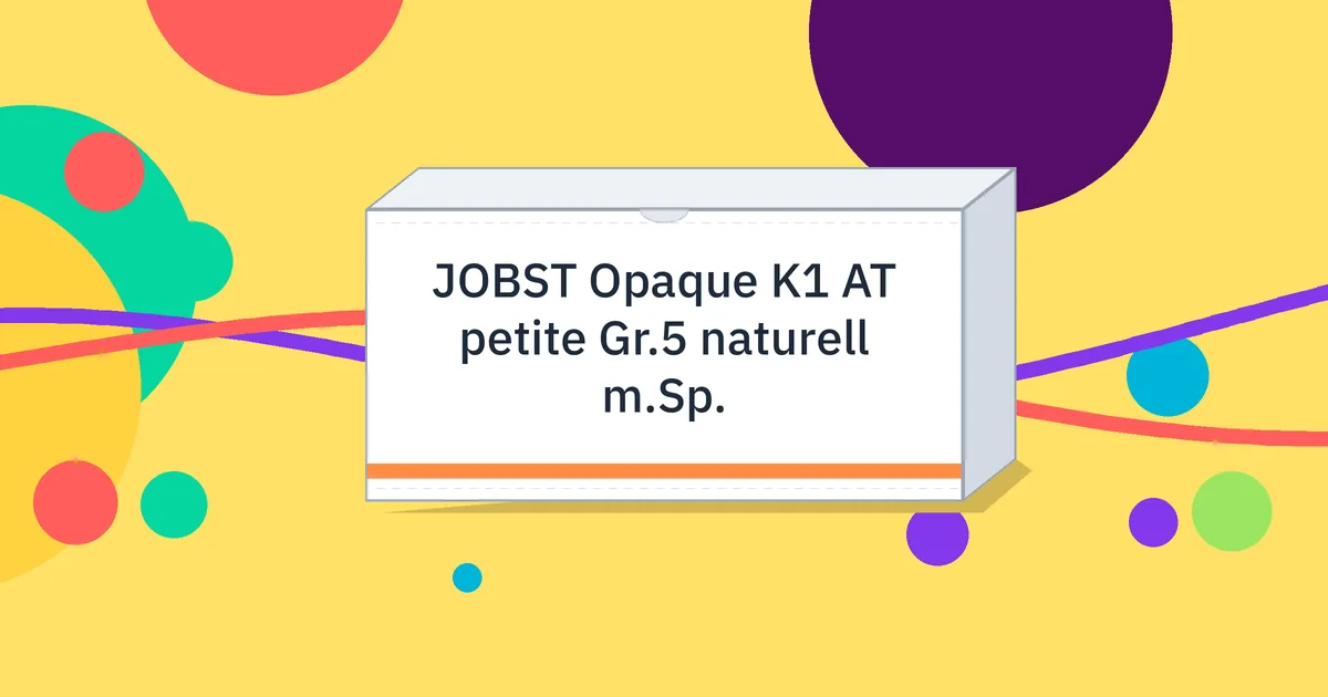 Symbolbild: Packung mit der Aufschrift JOBST Opaque K1 AT petite Gr.5 naturell m.Sp. (PZN 13103724) – Verfügbarkeit und Bezug in Apotheken in Frankfurt am Main