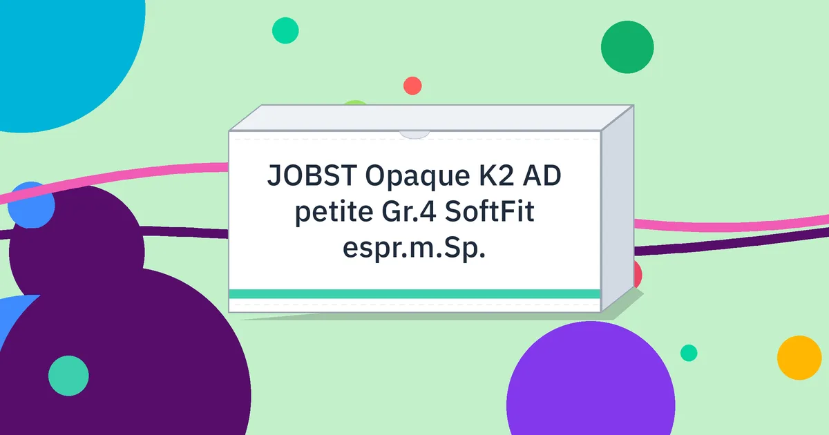 Symbolbild: Packung mit der Aufschrift JOBST Opaque K2 AD petite Gr.4 SoftFit espr.m.Sp. (PZN 16279375) – Verfügbarkeit und Bezug in Apotheken in Frankfurt am Main
