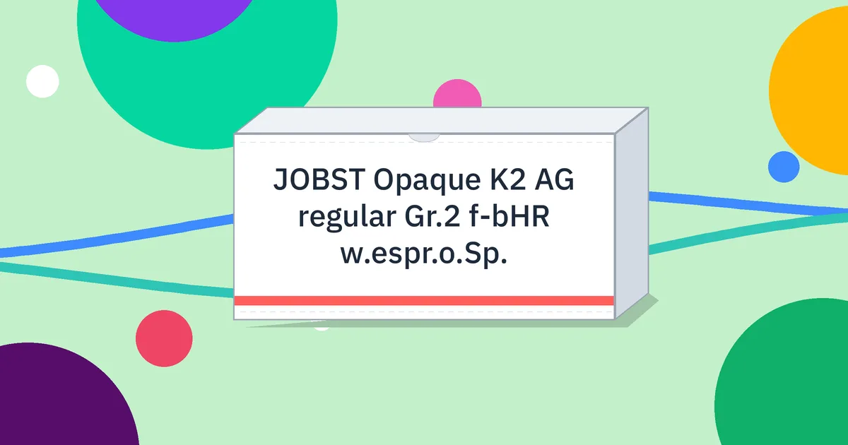 Symbolbild: Packung mit der Aufschrift JOBST Opaque K2 AG regular Gr.2 f-bHR w.espr.o.Sp. (PZN 16282153) – Verfügbarkeit und Bezug in Apotheken in Frankfurt am Main