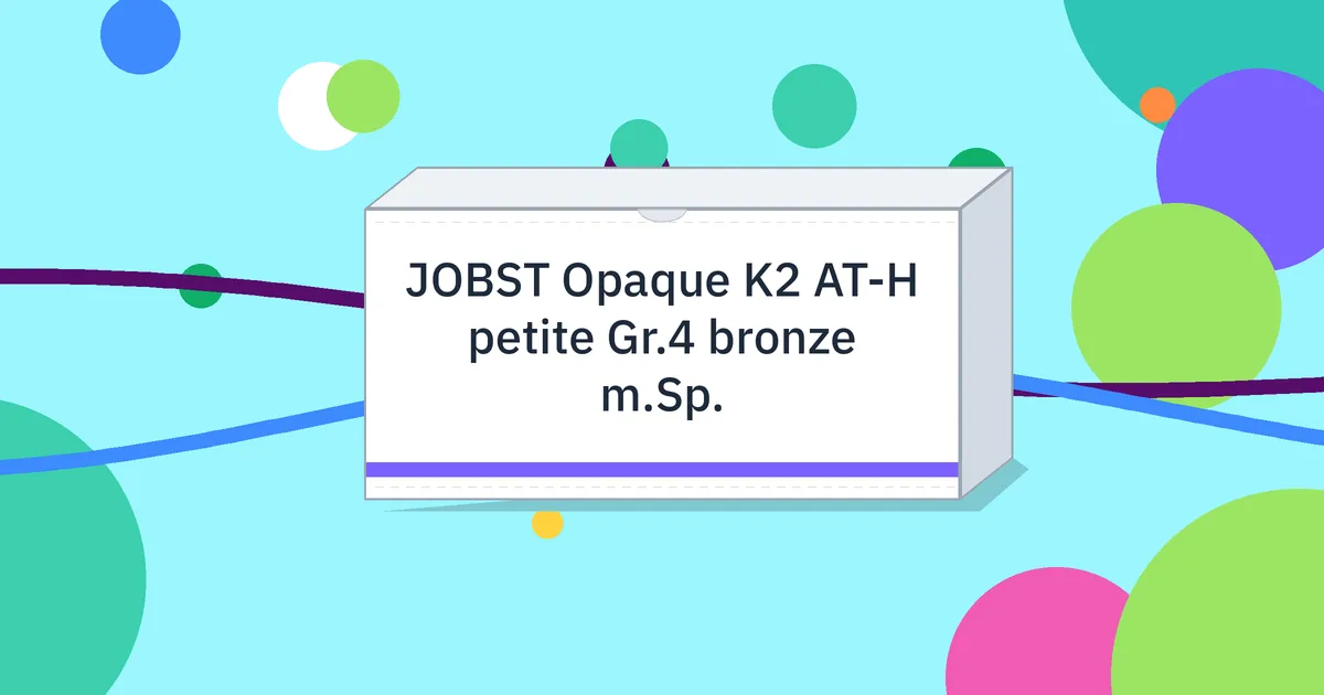 Symbolbild: Packung mit der Aufschrift JOBST Opaque K2 AT-H petite Gr.4 bronze m.Sp. (PZN 13117844) – Verfügbarkeit und Bezug in Apotheken in Frankfurt am Main