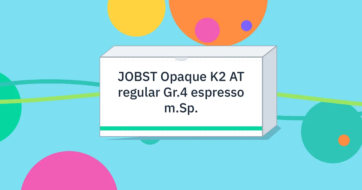 Symbolbild: Packung mit der Aufschrift JOBST Opaque K2 AT regular Gr.4 espresso m.Sp. (PZN 16290046) – Verfügbarkeit und Bezug in Apotheken in Frankfurt am Main