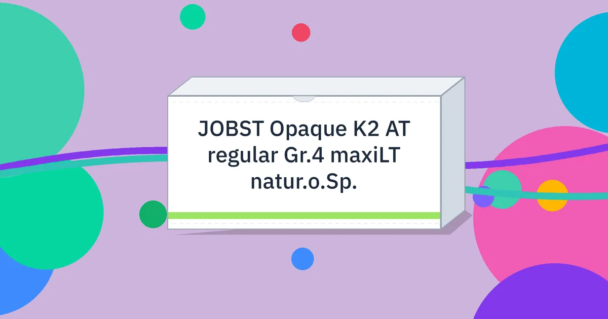 Symbolbild: Packung mit der Aufschrift JOBST Opaque K2 AT regular Gr.4 maxiLT natur.o.Sp. (PZN 13122093) – Verfügbarkeit und Bezug in Apotheken in Frankfurt am Main