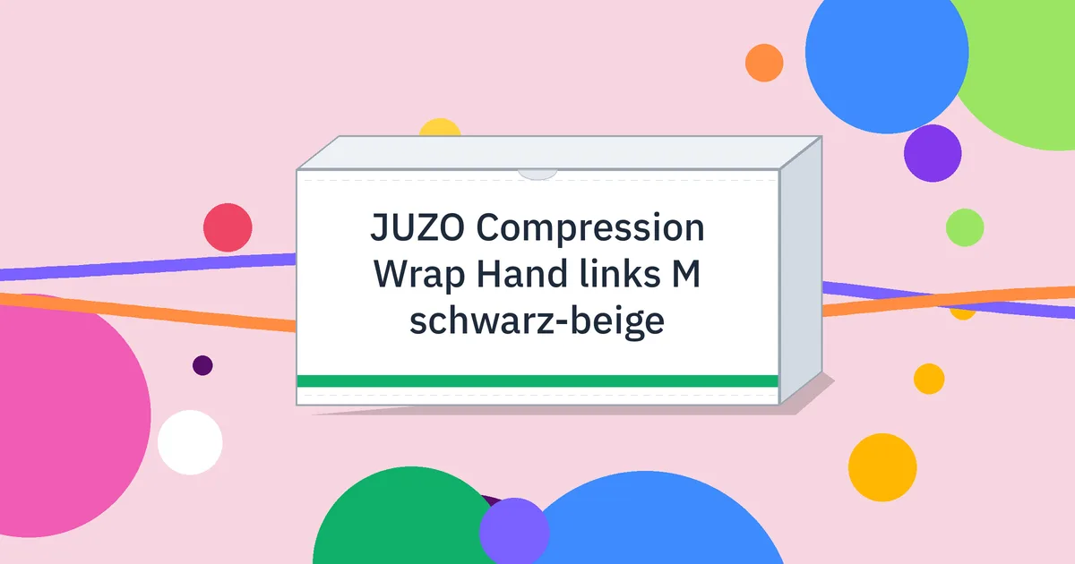 Symbolbild: Packung mit der Aufschrift JUZO Compression Wrap Hand links M schwarz-beige (PZN 16143701) – Verfügbarkeit und Bezug in Apotheken in Frankfurt am Main