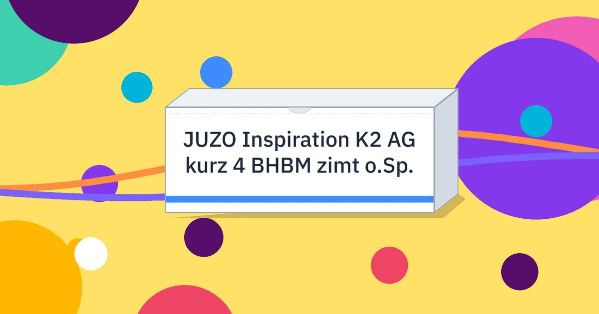 Symbolbild: Packung mit der Aufschrift JUZO Inspiration K2 AG kurz 4 BHBM zimt o.Sp. (PZN 14877244) – Verfügbarkeit und Bezug in Apotheken in Frankfurt am Main