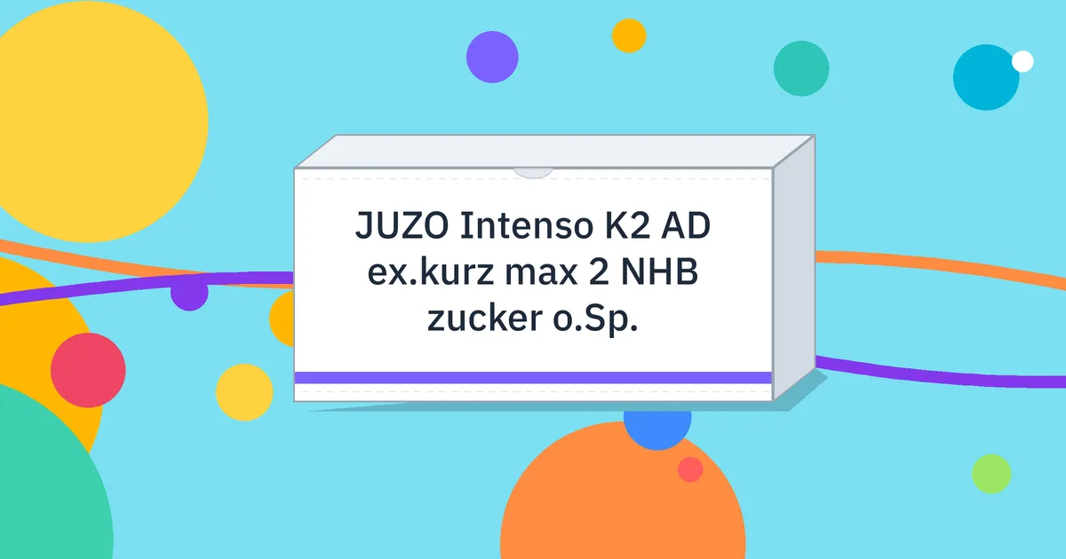 Symbolbild: Packung mit der Aufschrift JUZO Intenso K2 AD ex.kurz max 2 NHB zucker o.Sp. (PZN 18620683) – Verfügbarkeit und Bezug in Apotheken in Frankfurt am Main