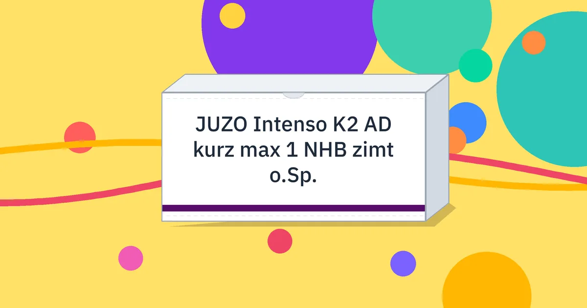 Symbolbild: Packung mit der Aufschrift JUZO Intenso K2 AD kurz max 1 NHB zimt o.Sp. (PZN 18622570) – Verfügbarkeit und Bezug in Apotheken in Frankfurt am Main