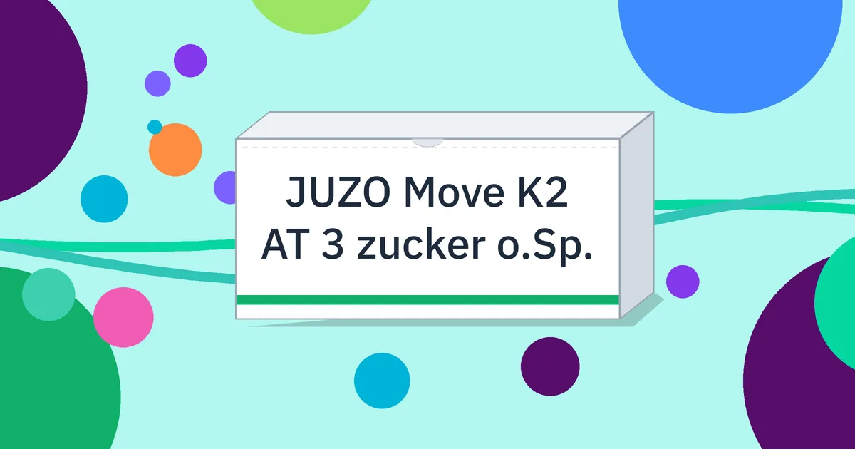 Symbolbild: Packung mit der Aufschrift JUZO Move K2 AT 3 zucker o.Sp. (PZN 20668970) – Verfügbarkeit und Bezug in Apotheken in Frankfurt am Main