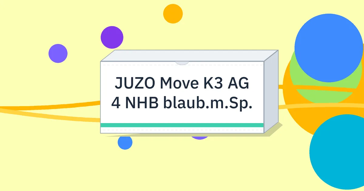 Symbolbild: Packung mit der Aufschrift JUZO Move K3 AG 4 NHB blaub.m.Sp. (PZN 18586963) – Verfügbarkeit und Bezug in Apotheken in Frankfurt am Main