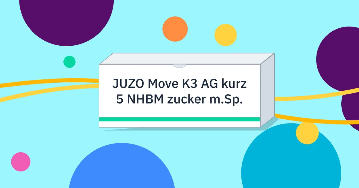 Symbolbild: Packung mit der Aufschrift JUZO Move K3 AG kurz 5 NHBM zucker m.Sp. (PZN 18578633) – Verfügbarkeit und Bezug in Apotheken in Frankfurt am Main