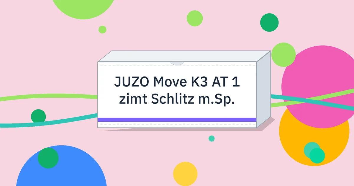 Symbolbild: Packung mit der Aufschrift JUZO Move K3 AT 1 zimt Schlitz m.Sp. (PZN 20677845) – Verfügbarkeit und Bezug in Apotheken in Frankfurt am Main