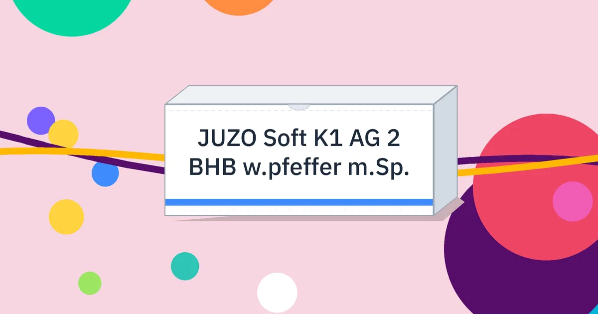 Symbolbild: Packung mit der Aufschrift JUZO Soft K1 AG 2 BHB w.pfeffer m.Sp. (PZN 14836593) – Verfügbarkeit und Bezug in Apotheken in Frankfurt am Main