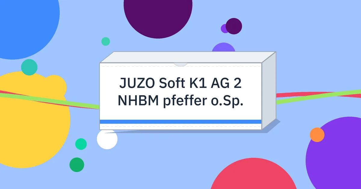 Symbolbild: Packung mit der Aufschrift JUZO Soft K1 AG 2 NHBM pfeffer o.Sp. (PZN 14995096) – Verfügbarkeit und Bezug in Apotheken in Frankfurt am Main