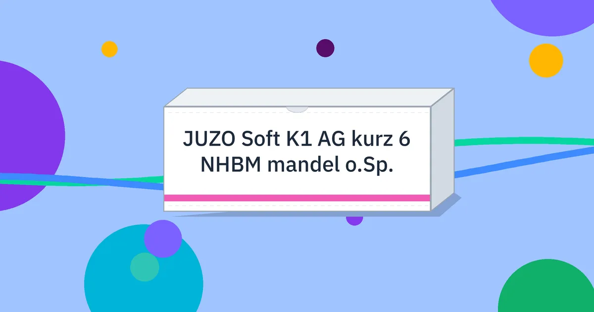 Symbolbild: Packung mit der Aufschrift JUZO Soft K1 AG kurz 6 NHBM mandel o.Sp. (PZN 15016627) – Verfügbarkeit und Bezug in Apotheken in Frankfurt am Main