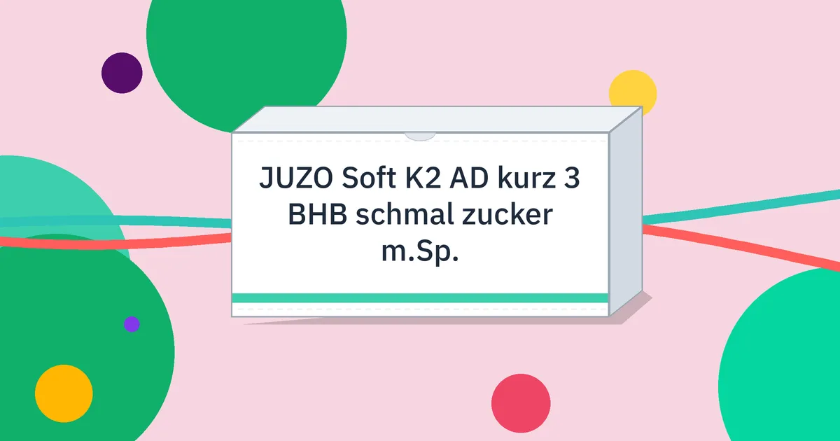 Symbolbild: Packung mit der Aufschrift JUZO Soft K2 AD kurz 3 BHB schmal zucker m.Sp. (PZN 15465489) – Verfügbarkeit und Bezug in Apotheken in Frankfurt am Main