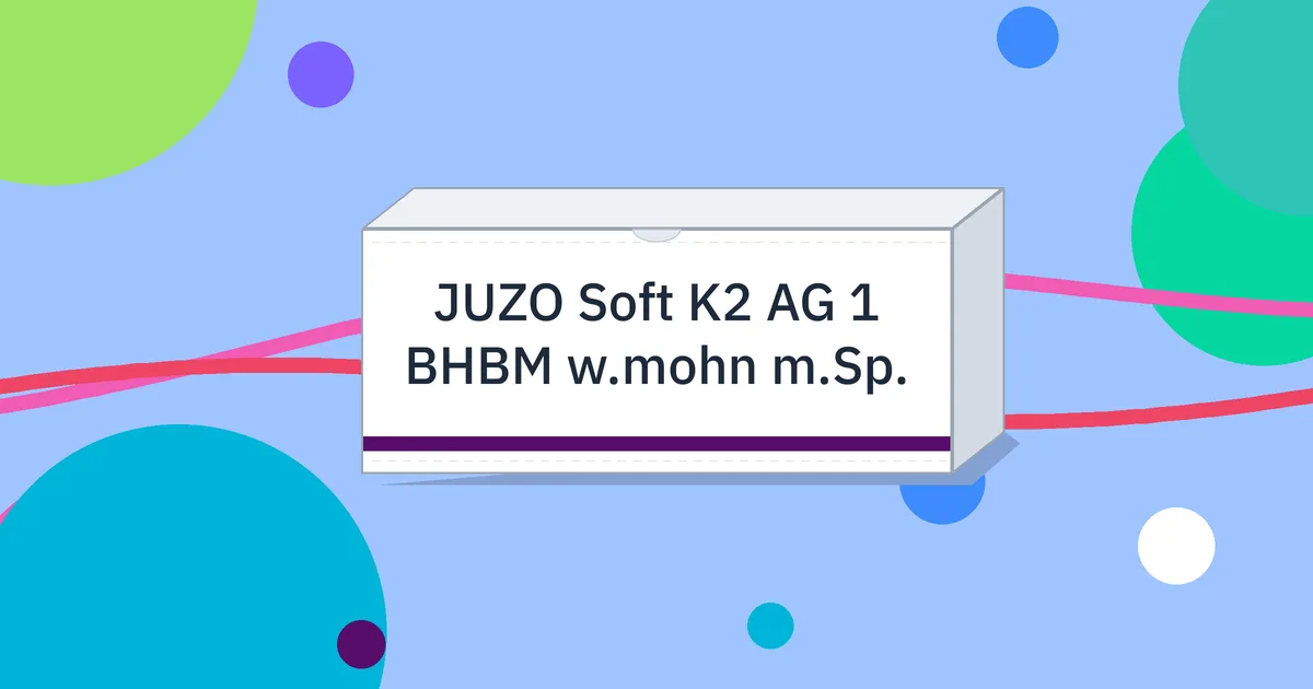 Symbolbild: Packung mit der Aufschrift JUZO Soft K2 AG 1 BHBM w.mohn m.Sp. (PZN 14867091) – Verfügbarkeit und Bezug in Apotheken in Frankfurt am Main