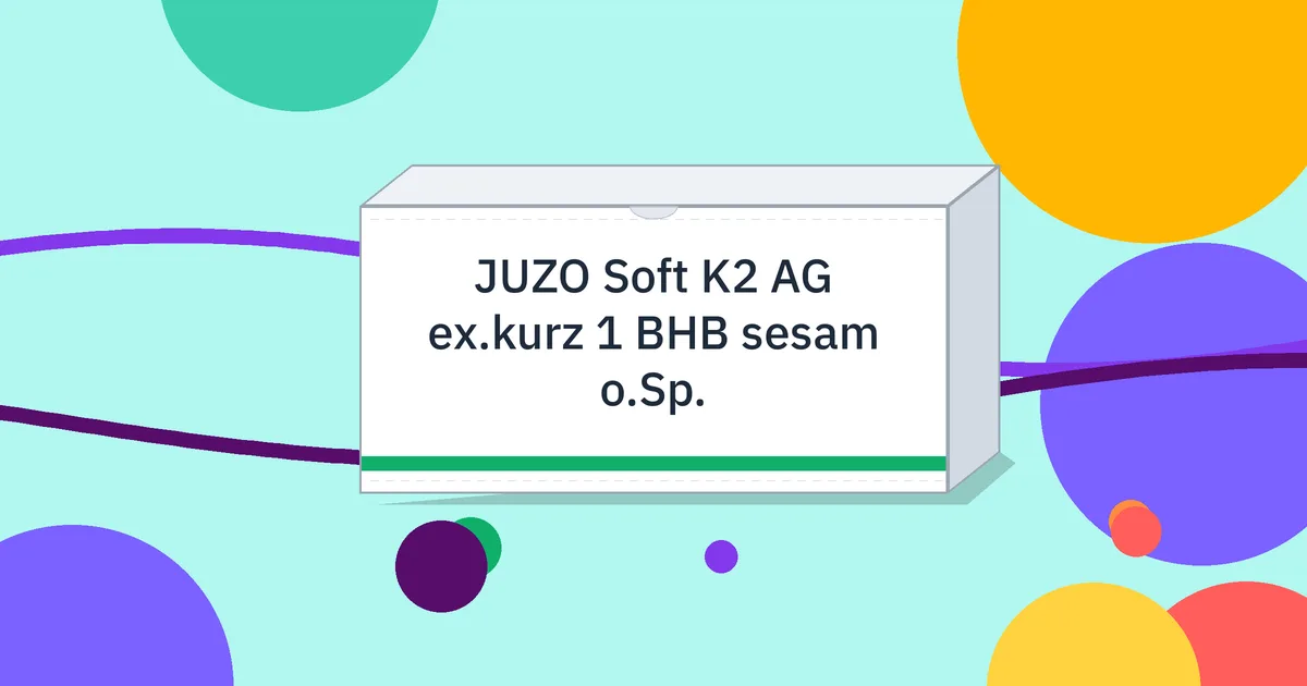 Symbolbild: Packung mit der Aufschrift JUZO Soft K2 AG ex.kurz 1 BHB sesam o.Sp. (PZN 14828122) – Verfügbarkeit und Bezug in Apotheken in Frankfurt am Main