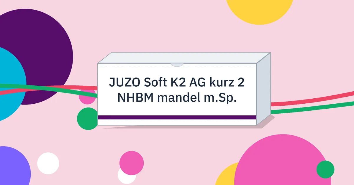Symbolbild: Packung mit der Aufschrift JUZO Soft K2 AG kurz 2 NHBM mandel m.Sp. (PZN 14998166) – Verfügbarkeit und Bezug in Apotheken in Frankfurt am Main