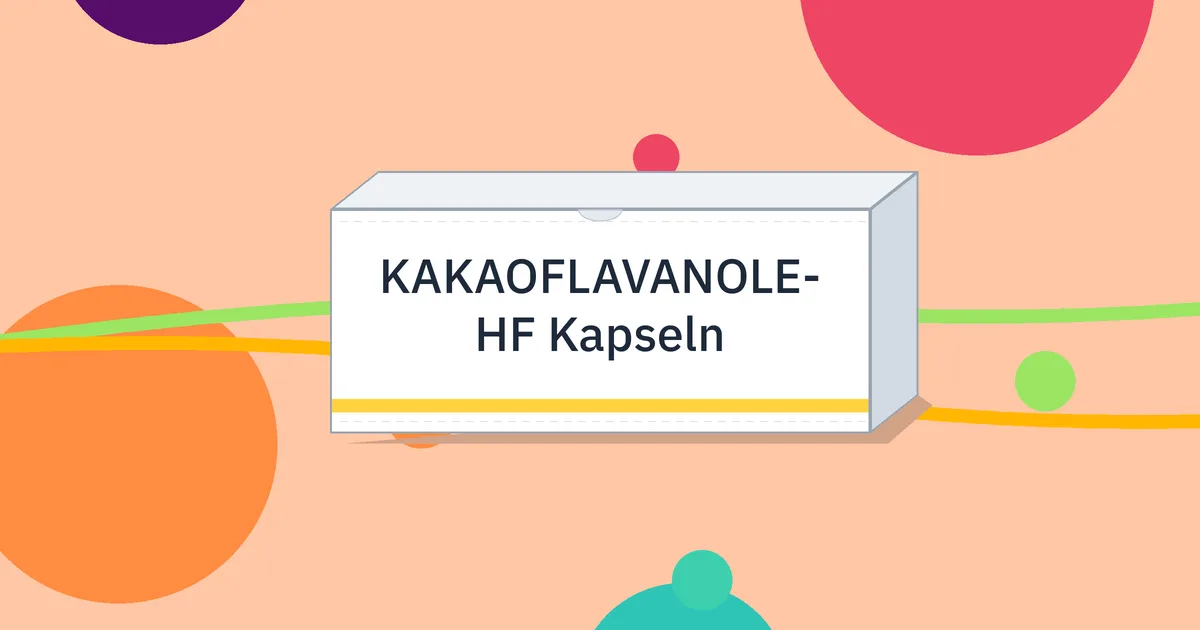 Symbolbild: Packung mit der Aufschrift KAKAOFLAVANOLE-HF Kapseln (PZN 20373200) – Verfügbarkeit und Bezug in Apotheken in Frankfurt am Main