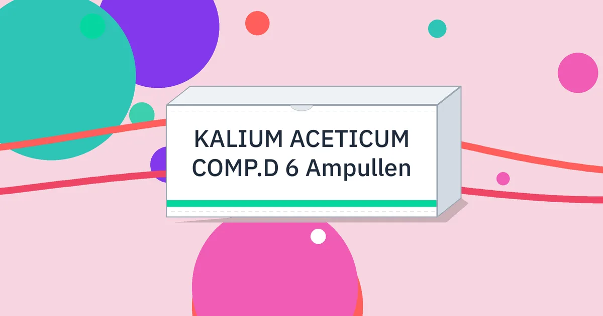 Symbolbild: Packung mit der Aufschrift KALIUM ACETICUM COMP.D 6 Ampullen (PZN 01623364) – Verfügbarkeit und Bezug in Apotheken in Frankfurt am Main